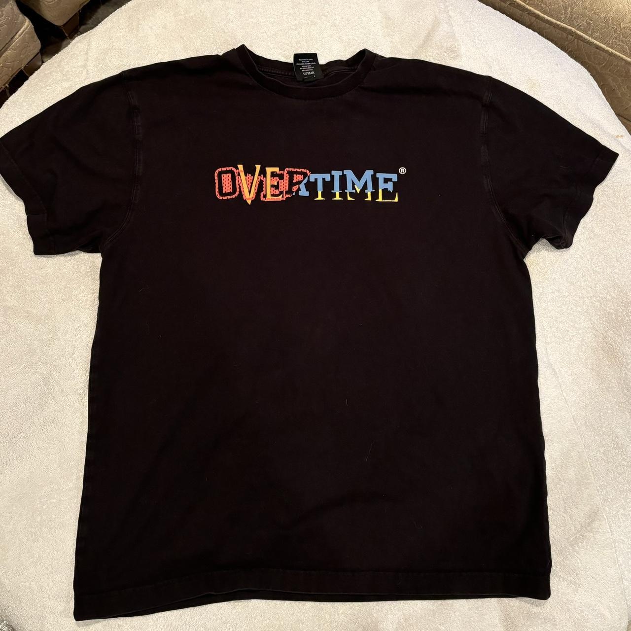 Overtime black t-shirt #overtime #blue #red #black - Depop