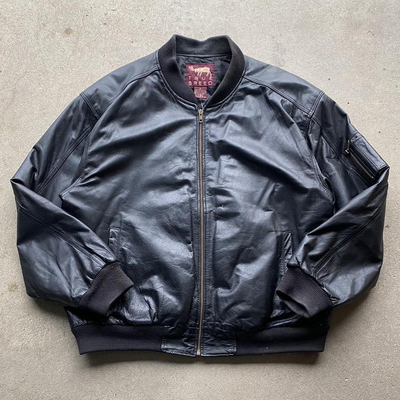 Vintage true breed black leather puffer jacket Has... | Depop