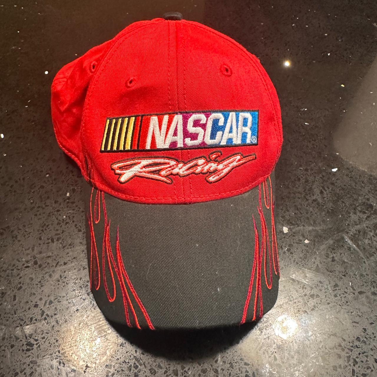 Vintage Nascar Hat/snapback Flames Red/Black... - Depop