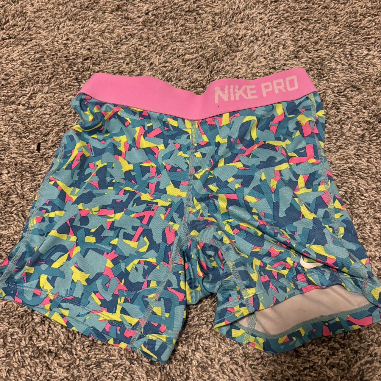 Kids large multi color Nike pro spandex Lightly... - Depop