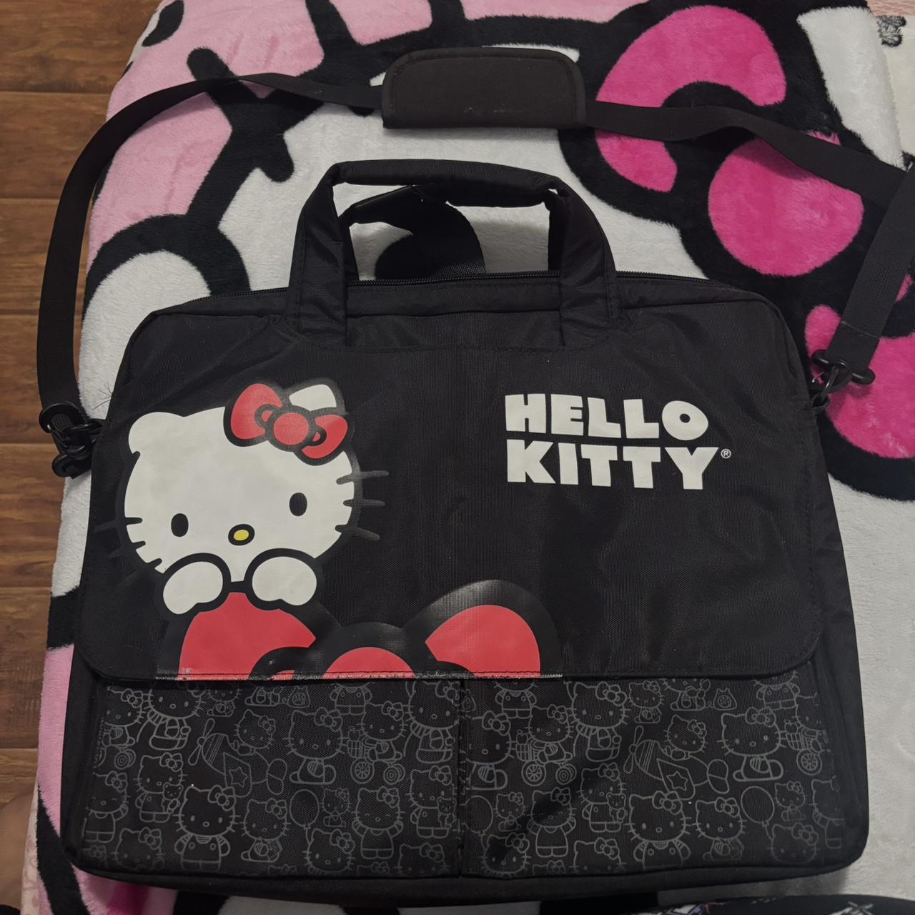 Hello Kitty laptop bag with two pockets, in black... | Depop