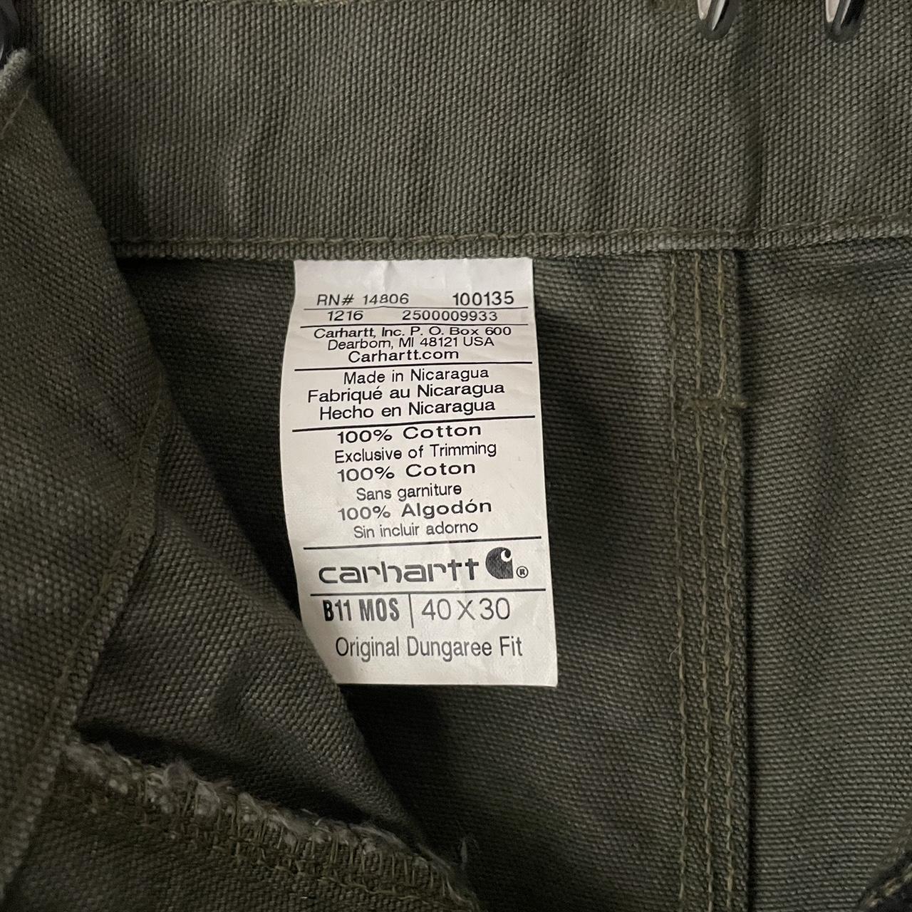 Faded Olive Green Carhartt Original Dungaree Fit... - Depop