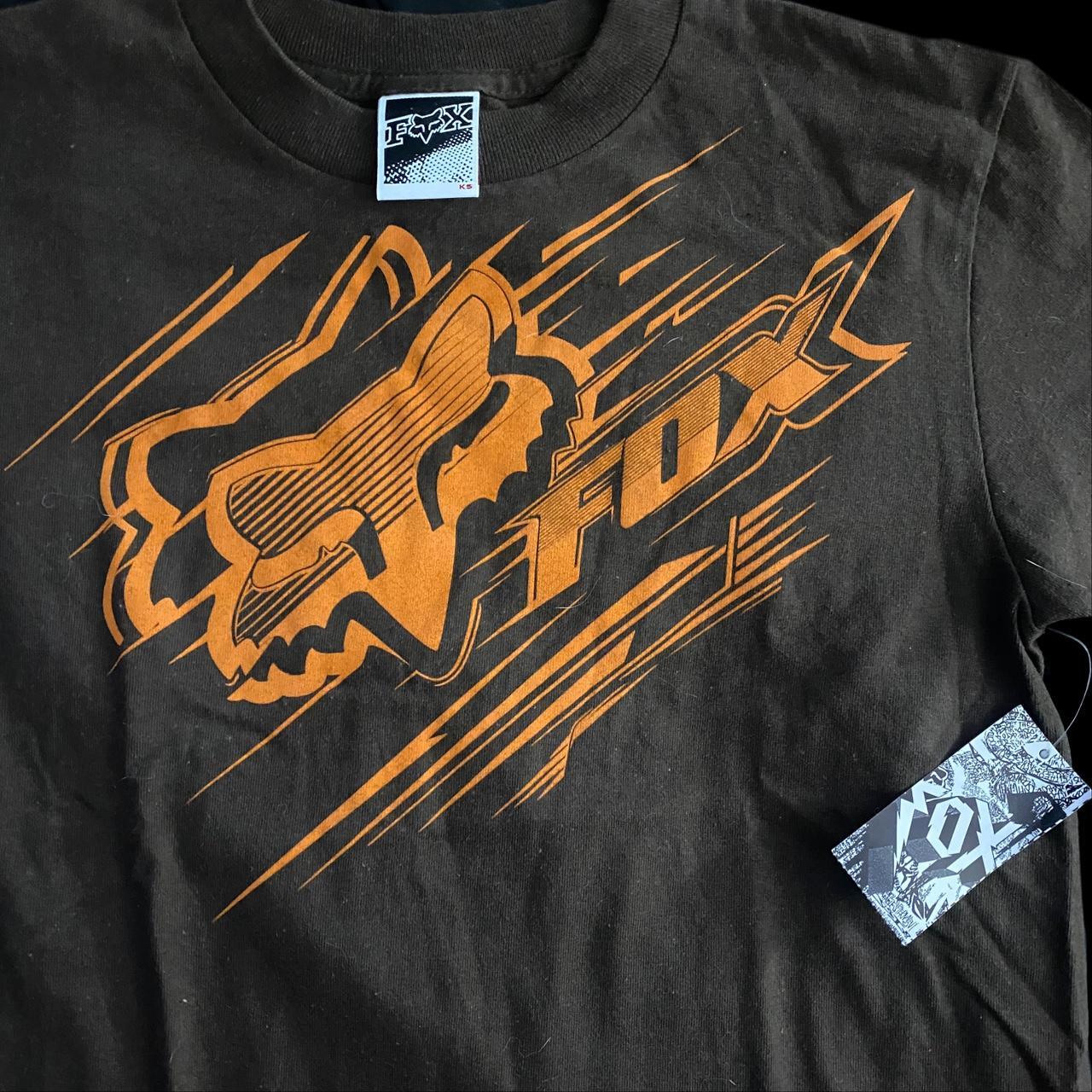 men’s Brown and orange Fox Racing T-shirt -size... - Depop