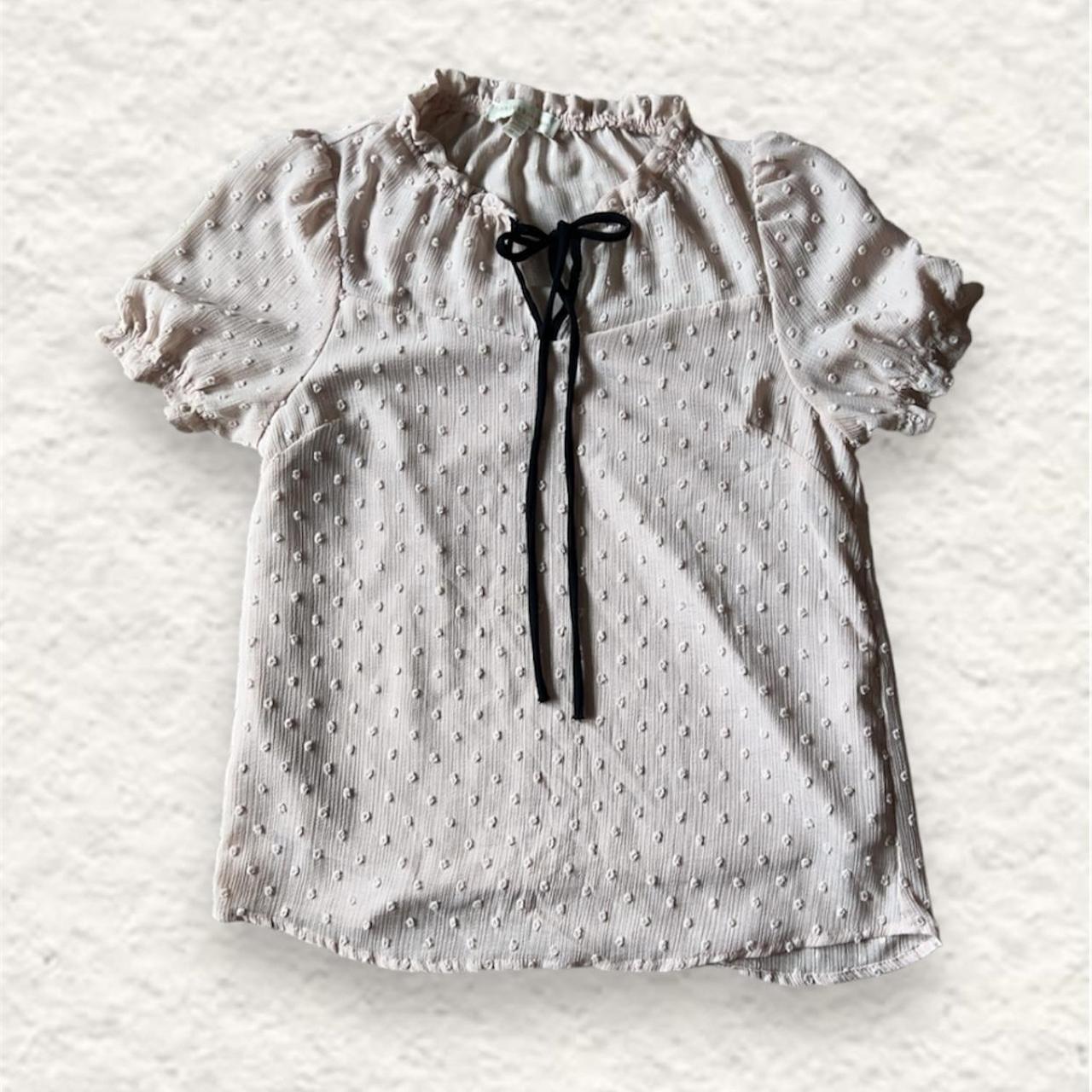 Pink coquette short sleeve ruffle shirt Pale top... - Depop