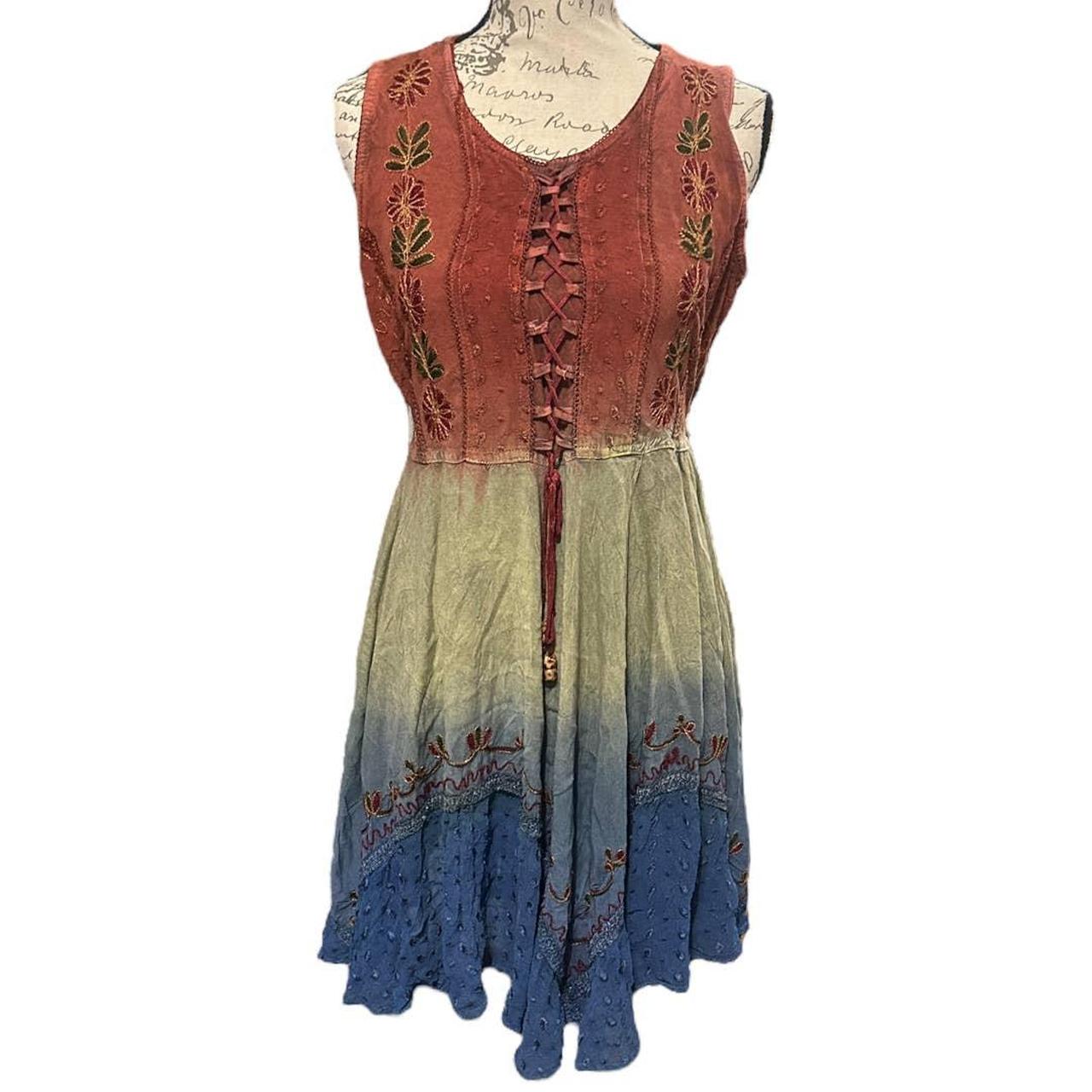 90s Shoreline Bohemian Gypsy Sundress Size... - Depop