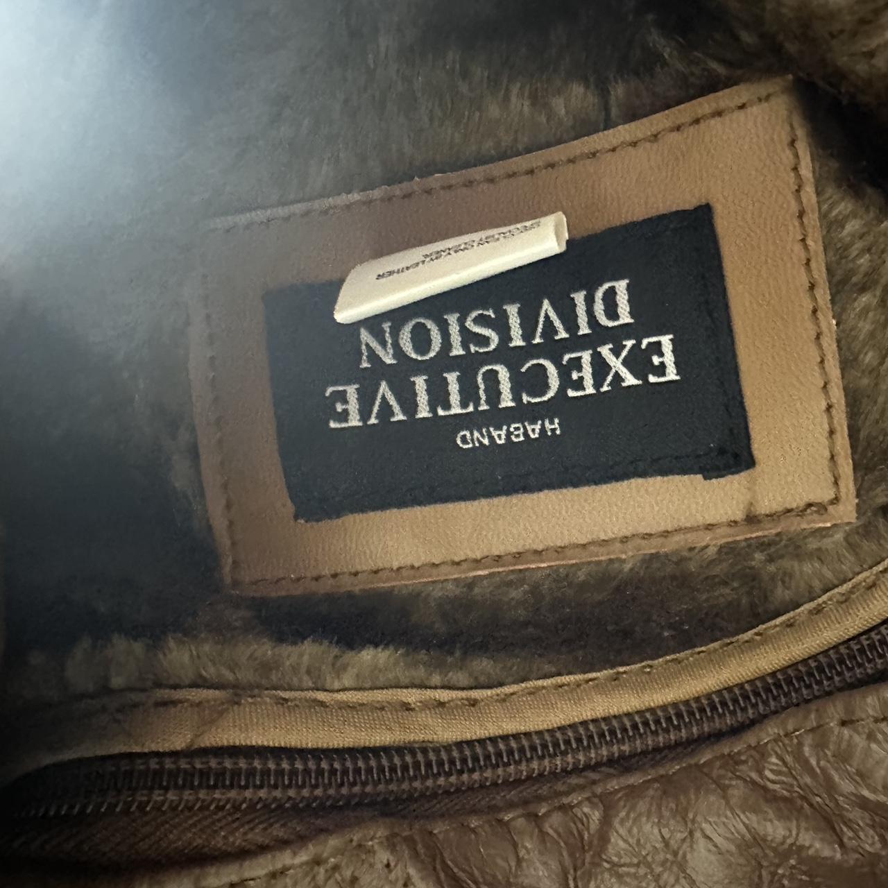 Executive division leather jacket Brown leather... - Depop