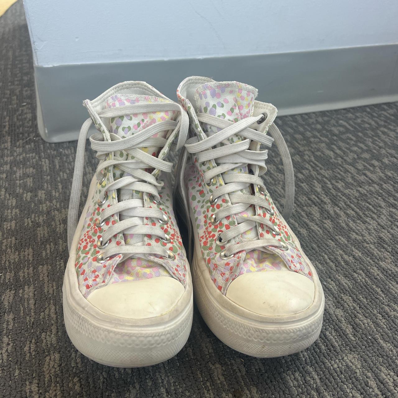 the cutest high top, colorful converse with little... | Depop