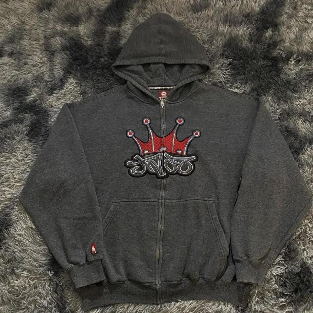 JNCO Vintage Embroidered Zipper Hoodie Street... - Depop