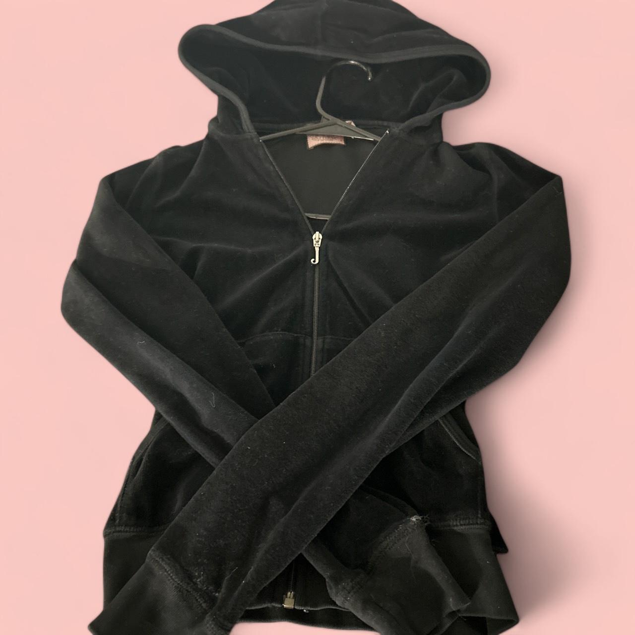 Black velour Juicy Couture jacket with rinestone... - Depop