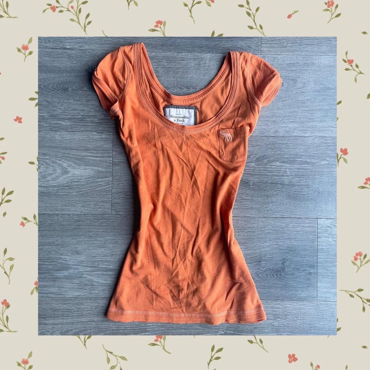 Vintage y2k abercrombie and fitch scoop neck orange... | Depop