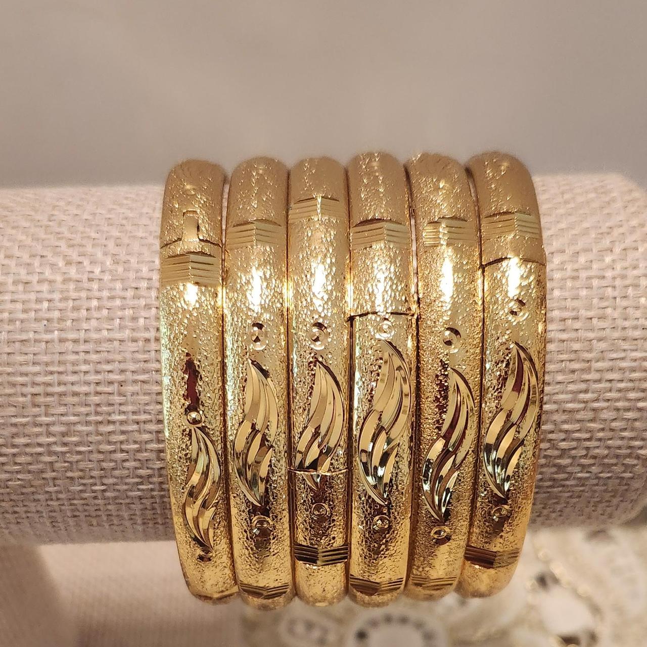 Gold tone bangle bracelet set of 6 #jewelleryset | Depop