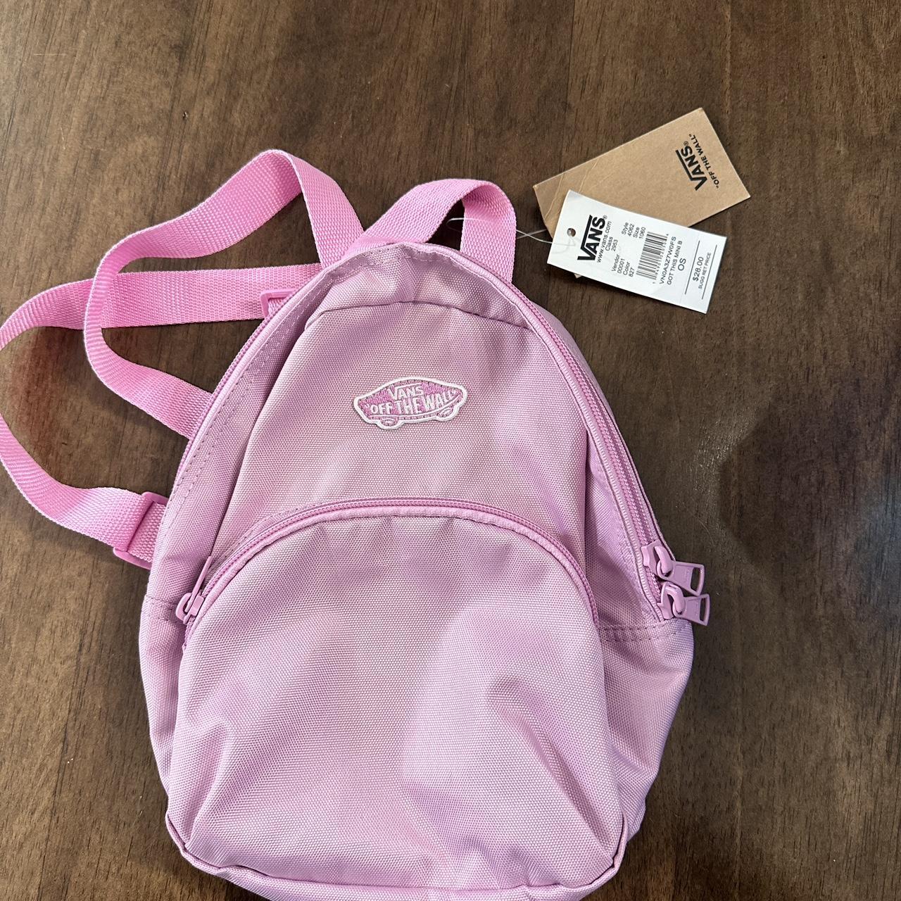 vans brand new pink mini backpack with tags - Depop