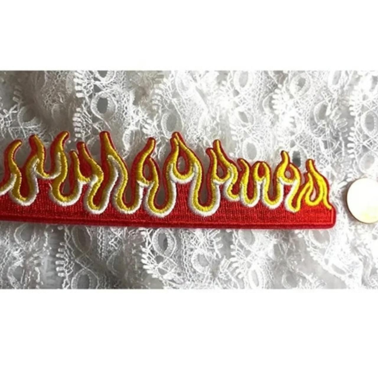 Iron on Patch Red Flame -E Brand new Measurement:... - Depop