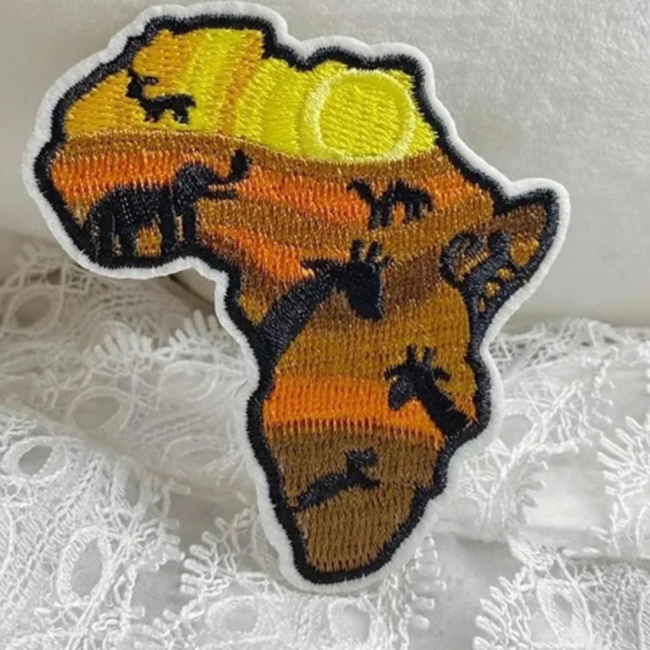 Iron on Patch Africa Map animals -H Brand... - Depop