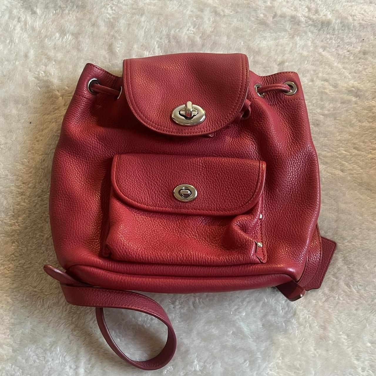 Red Leather Coach Bag. This small yet striking... - Depop