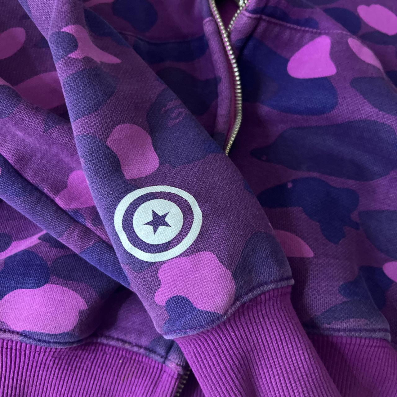Purple bape zip Size:M No zipper - Depop