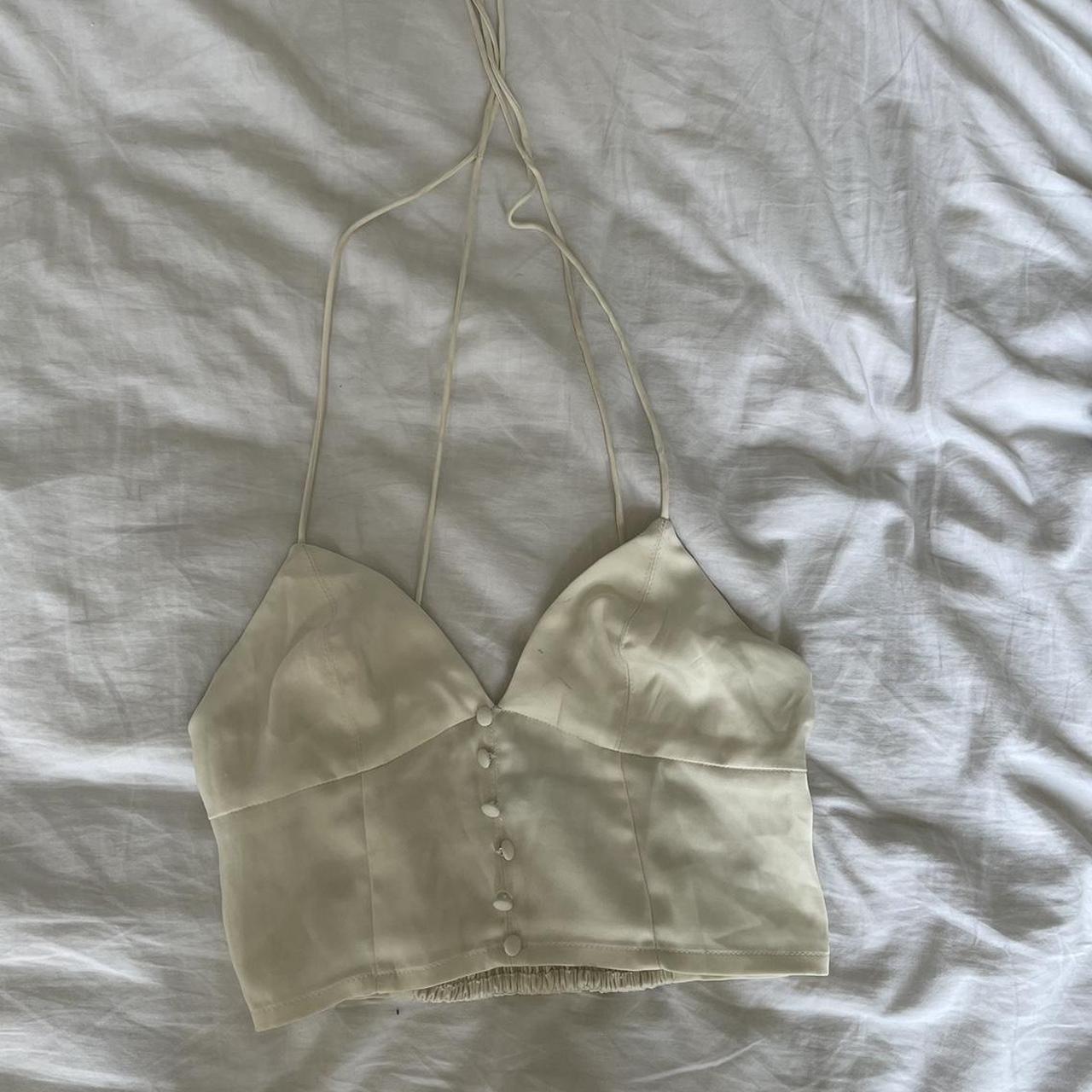 Stunning little white button up silk top from Urban... - Depop