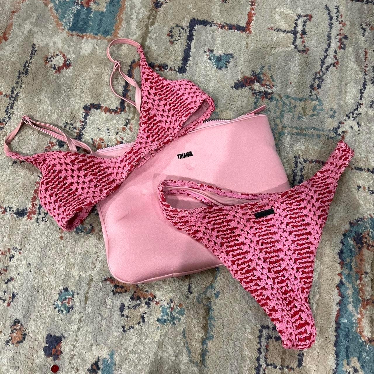Triangl Women's Pink and Red... - Depop