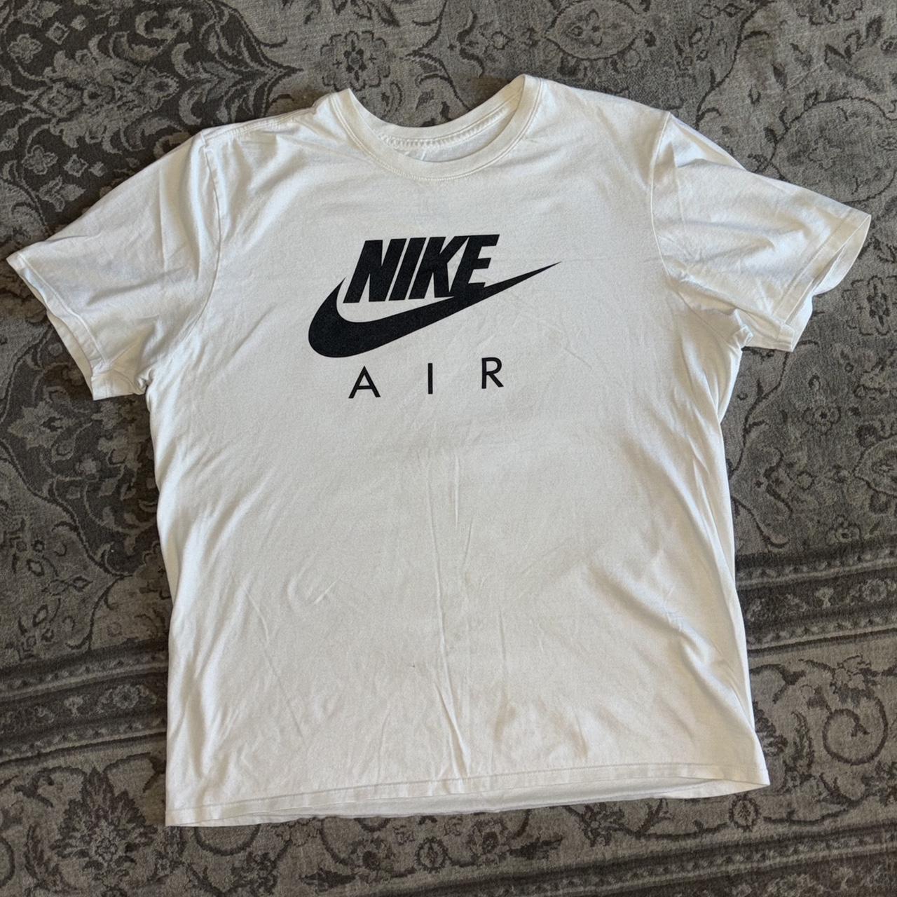White Nike air tee Size large Good overall... - Depop
