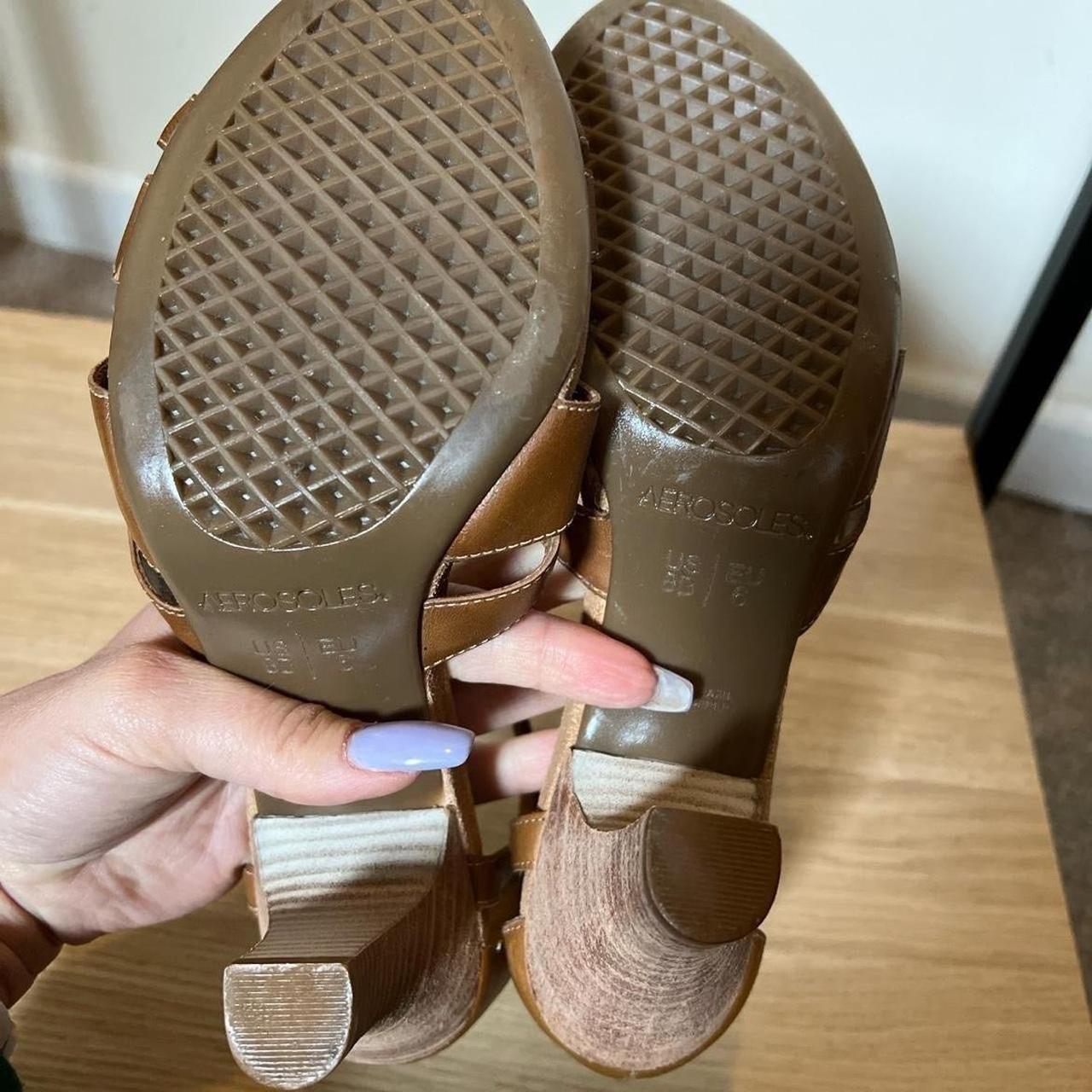 Aerosoles Size 8 brown leather 3 Inch sandals open... - Depop