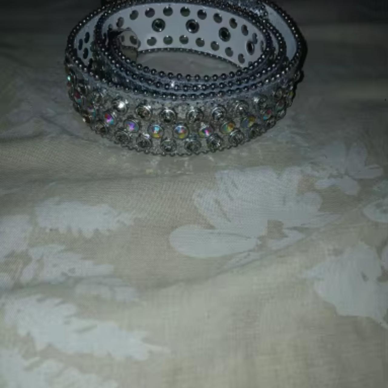 Silver Rhinestone belt Size is 105 cm Item is brand... | Depop