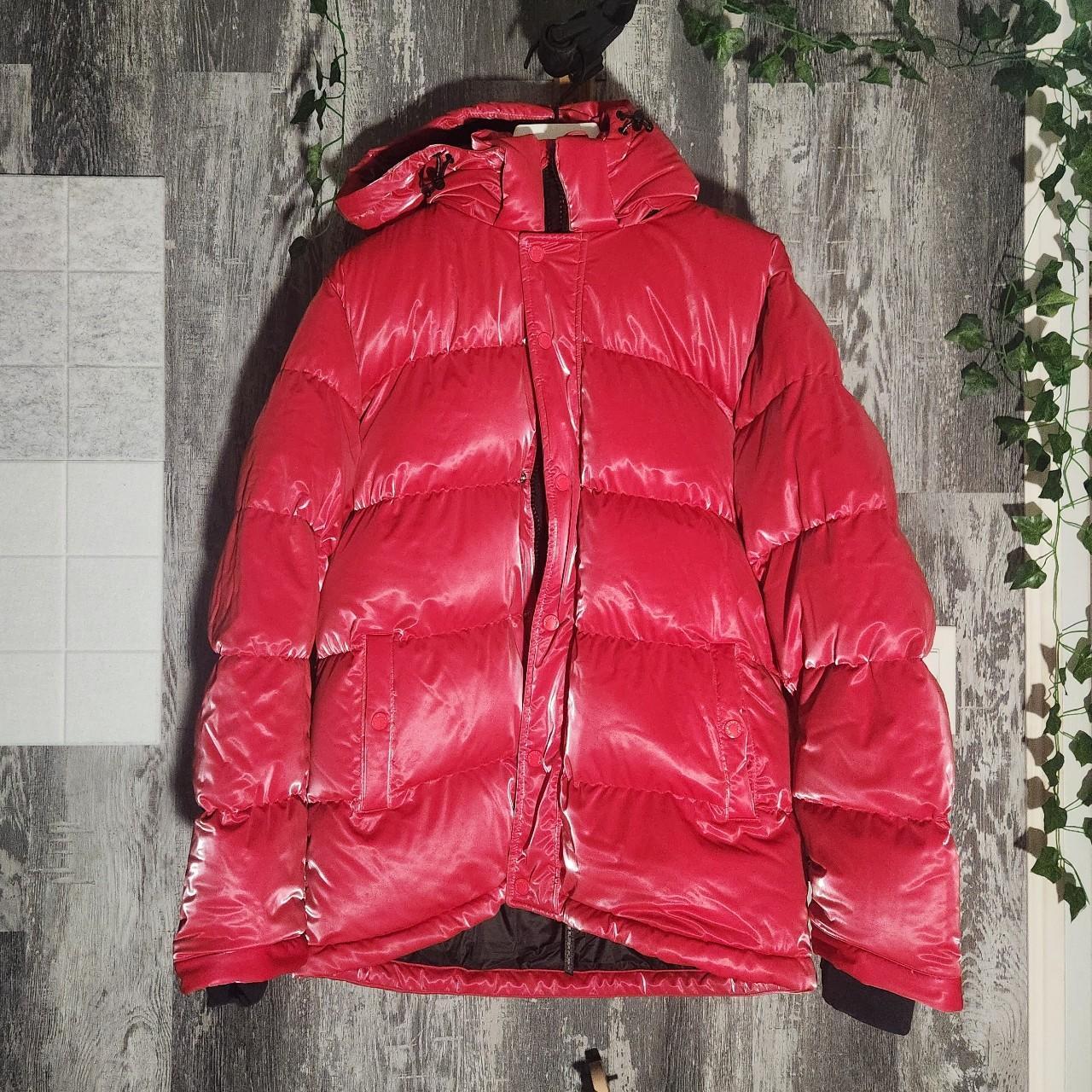 aritzia red super puff jacket ️ 100% goose... - Depop