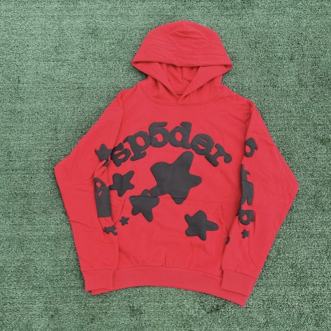 Sp5der Beluga Hoodie Red & Black #sp5der #youngthug - Depop