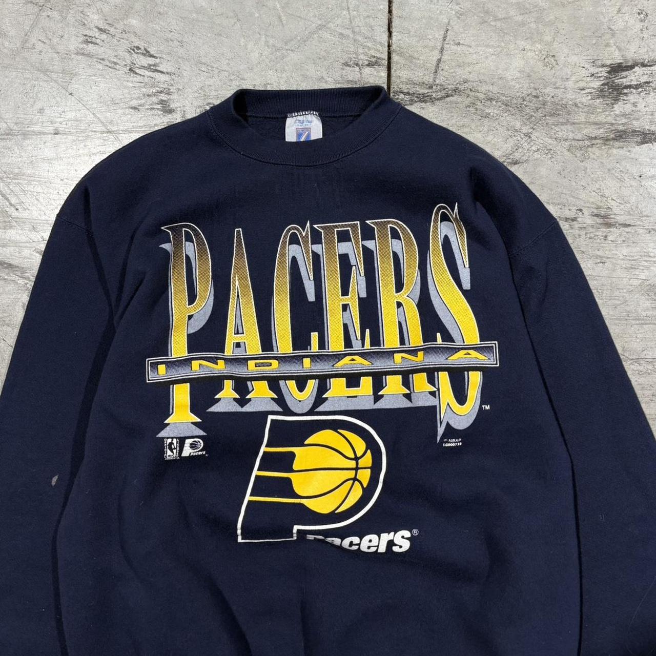 90s LOGO 7 INDIANA PACERS BIG GRAPHIC SWEATSHIRT... - Depop