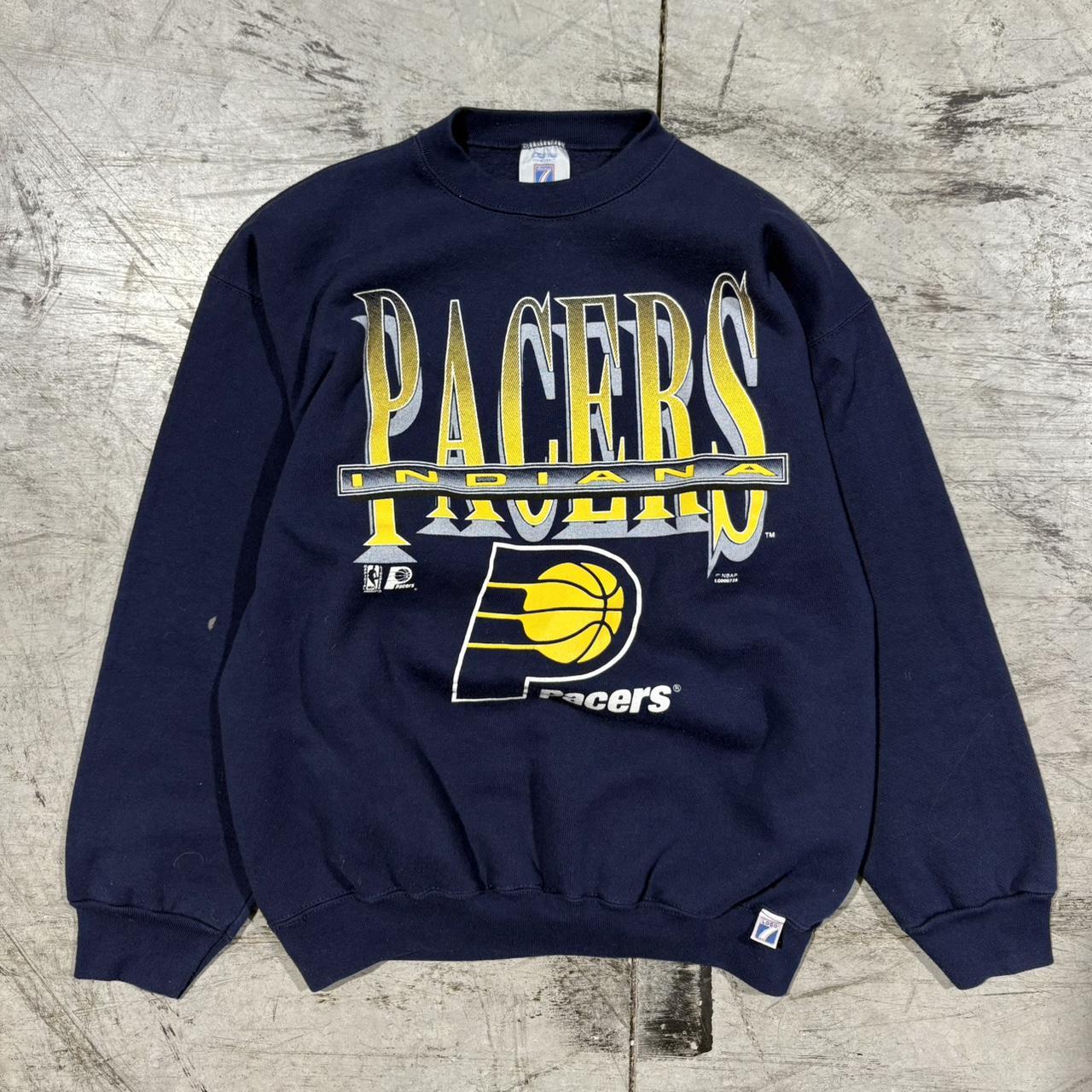 90s LOGO 7 INDIANA PACERS BIG GRAPHIC SWEATSHIRT... - Depop