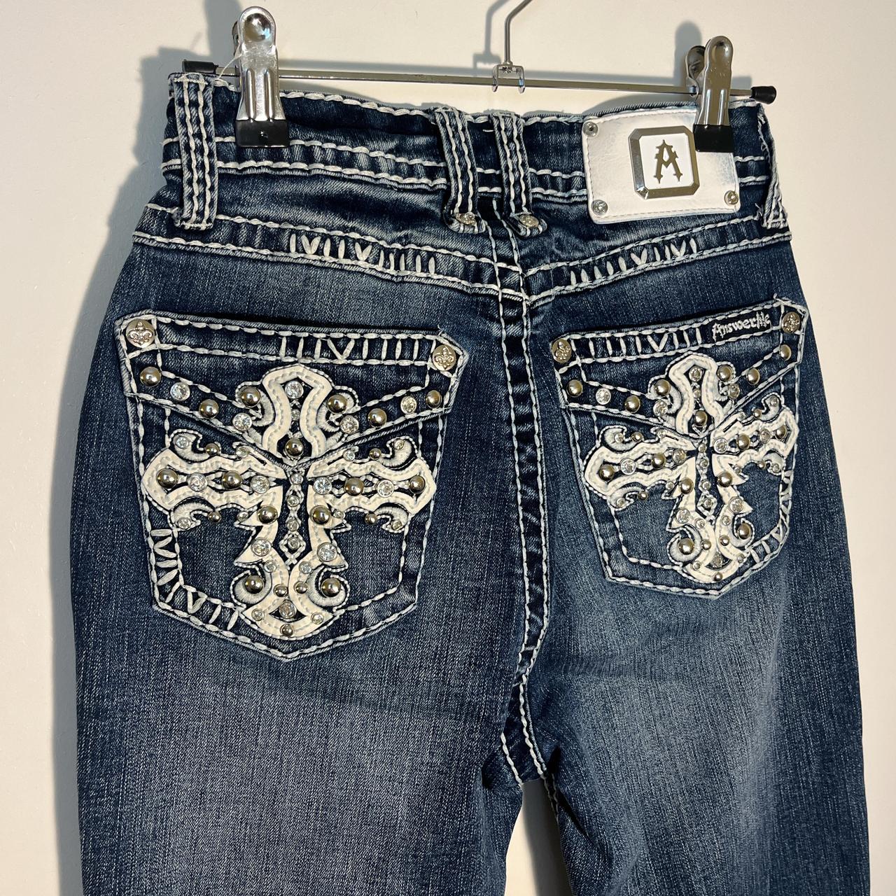 Cross bedazzled bootcut jeans - brand answer me -... | Depop