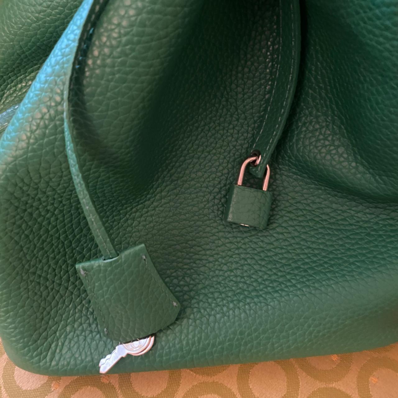 Green super soft brand new leather bag with keys and... - Depop