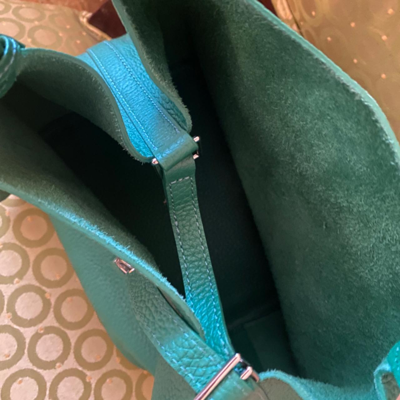 Green super soft brand new leather bag with keys and... - Depop