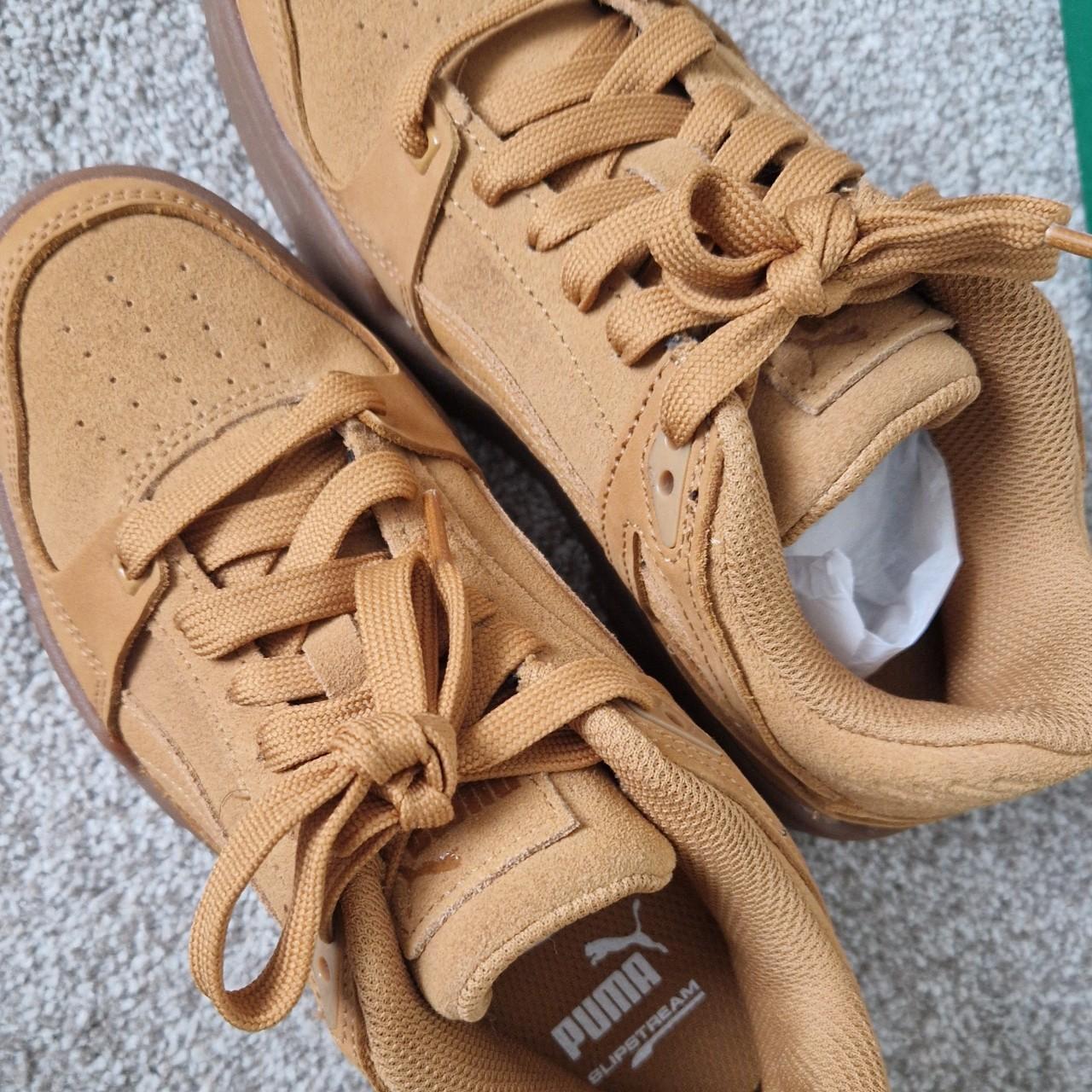 Puma slipstream suede trainers, desert tan, Size... - Depop