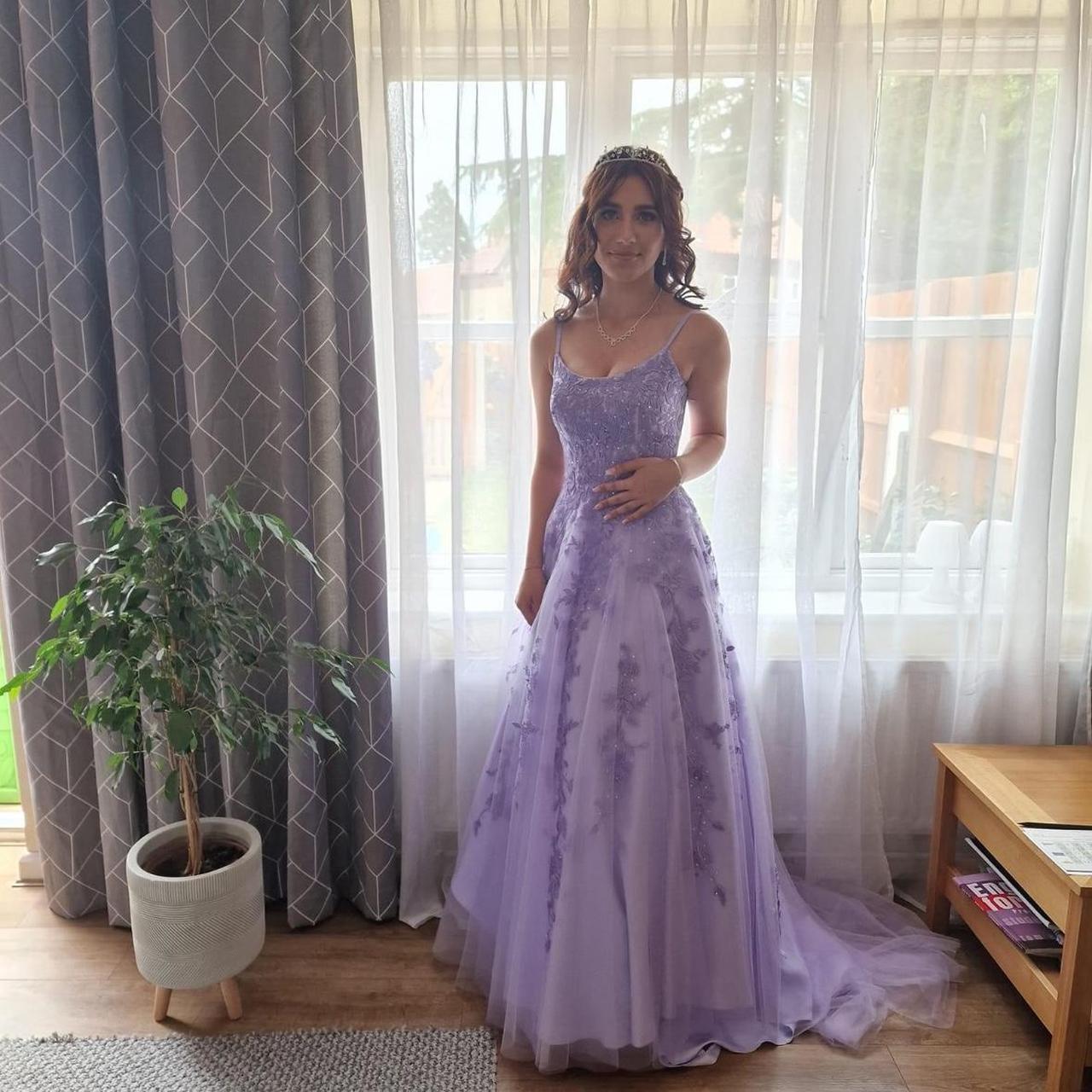 Lilac prom dress with train size 8 From red carpet... - Depop