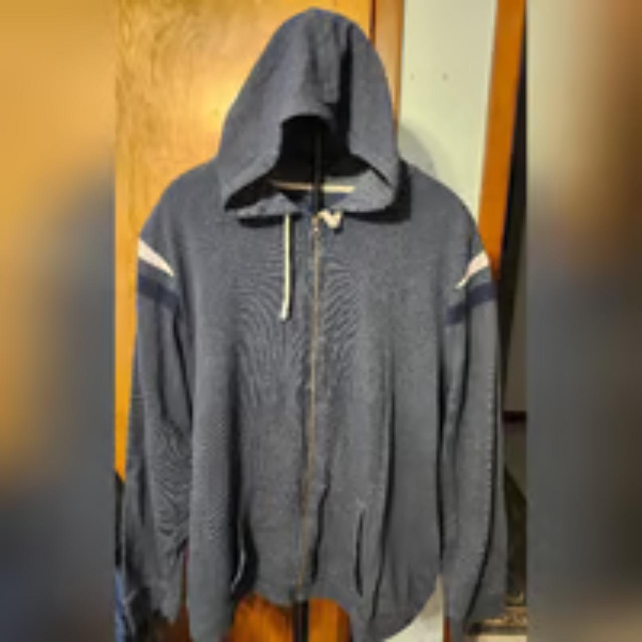 GEORGE Blue Long Sleeve Zip Up Front Hooded Sweat... - Depop