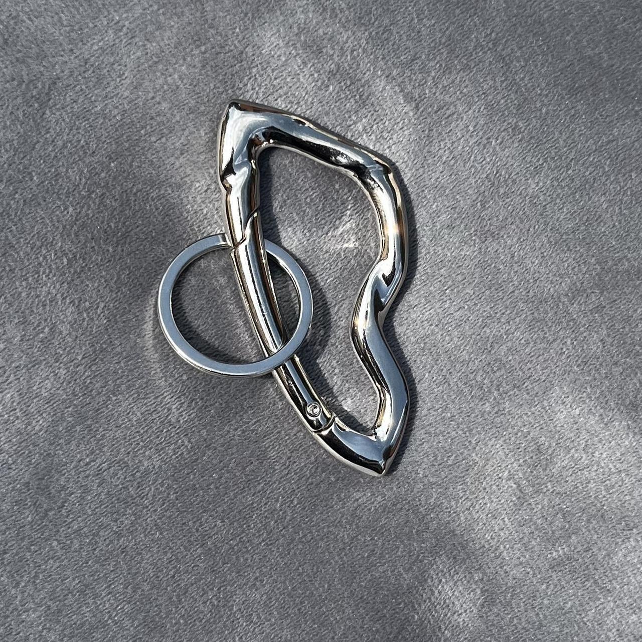 Silver and grey keychain carabiner #accessories... - Depop