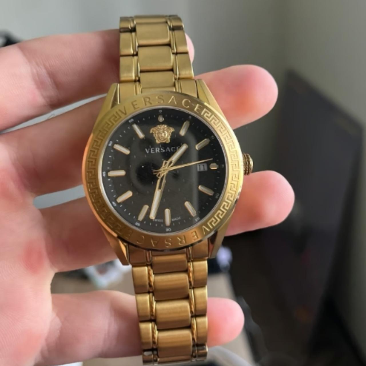 Versace V Code Watch Gold and black dial mens - Depop