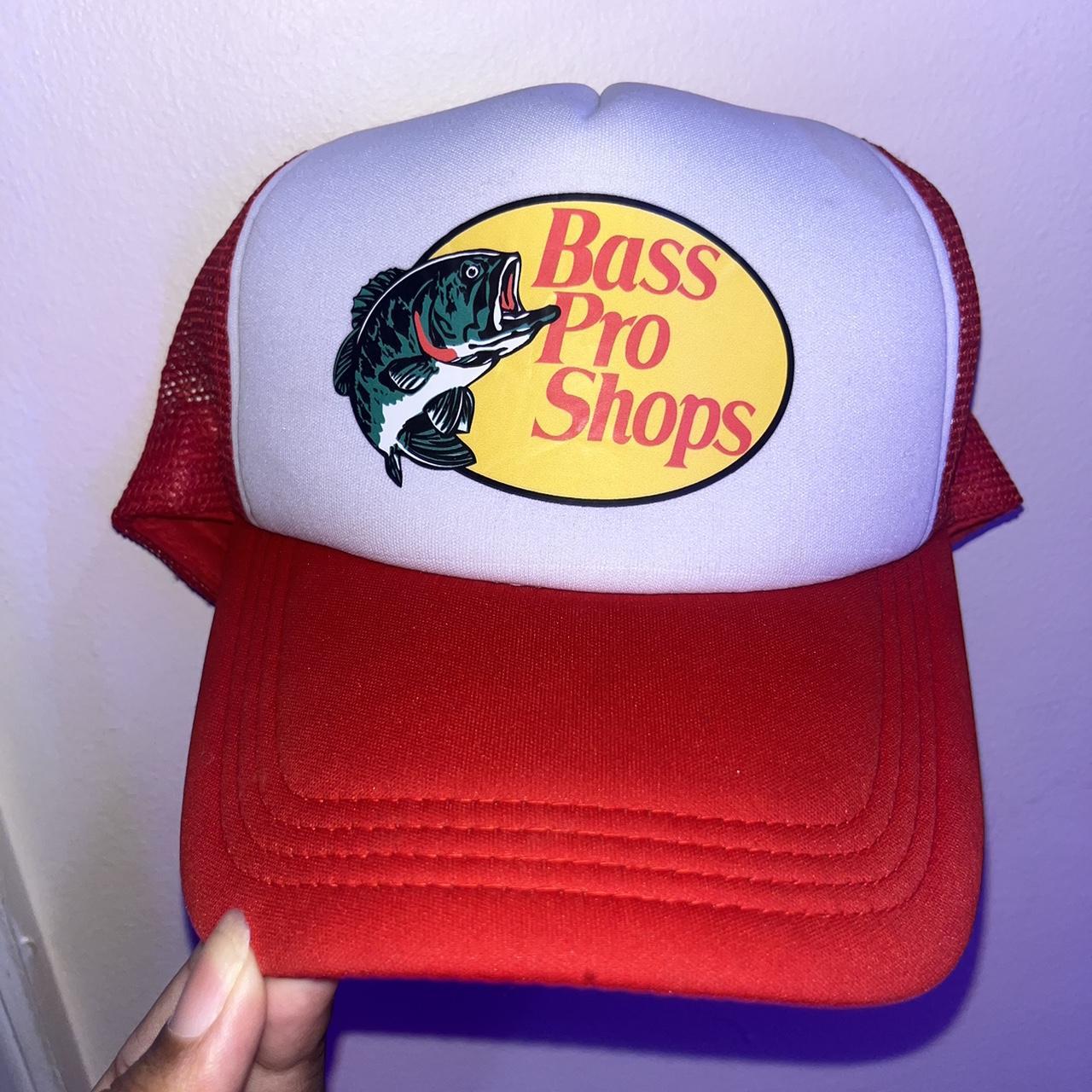 Bass Pro Shops red and white trucker hat #hats - Depop