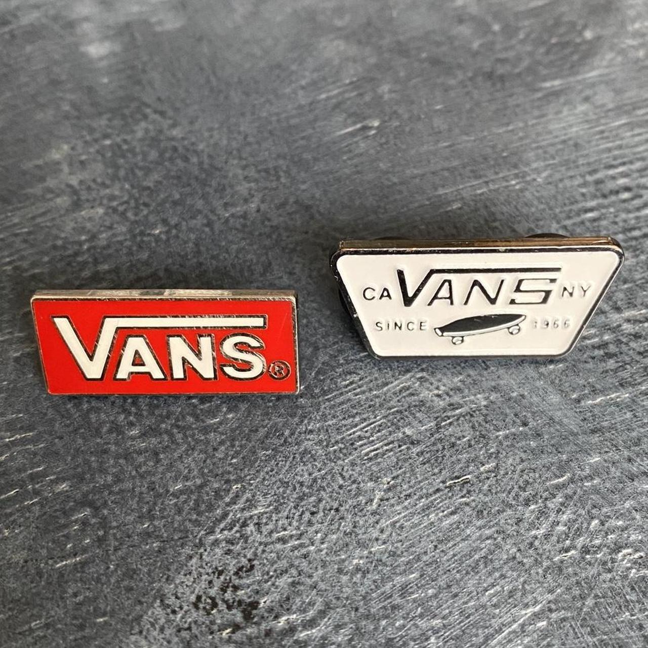 Vans vintage enamel pin badges - white and red #vans - Depop