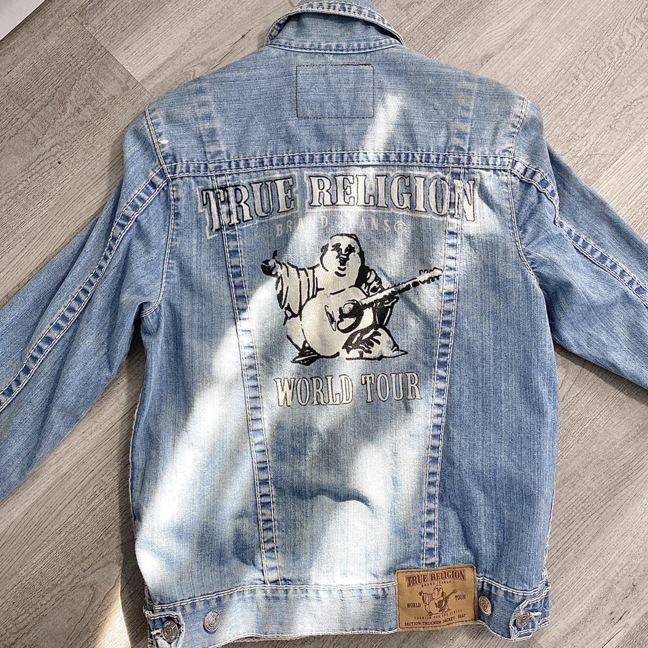 insane men’s true religion denim jacket 🔥 one of... - Depop