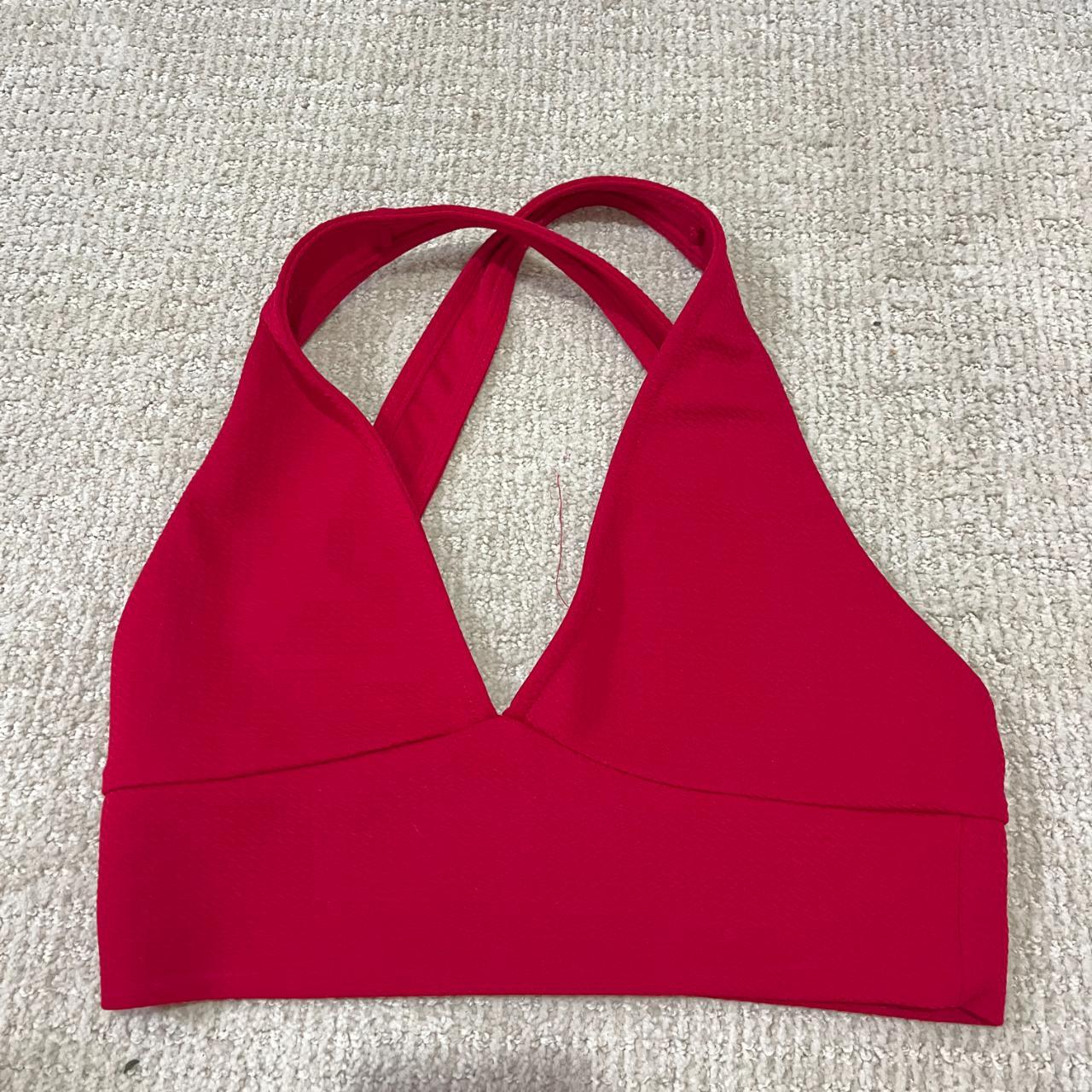 Red crossed back top - Depop