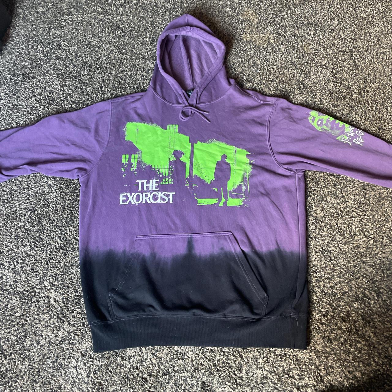 1973 The Exorcist hoodie - purple and green in great... - Depop