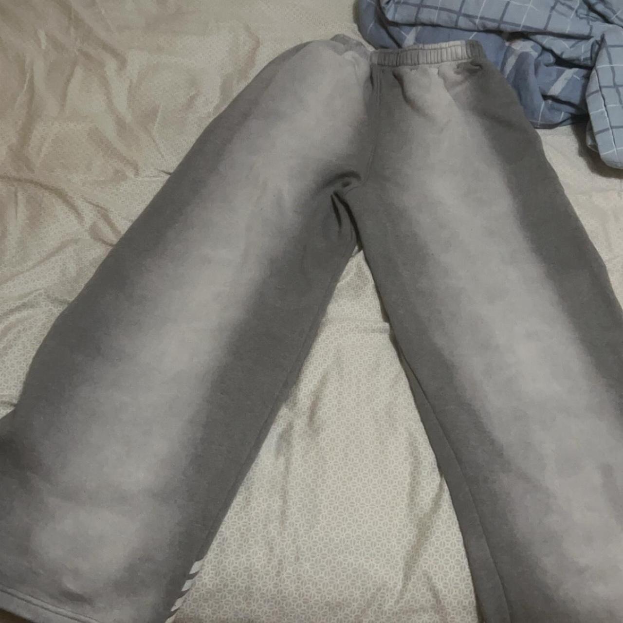 Project Fluent grey striped baggy sweats Length:... - Depop