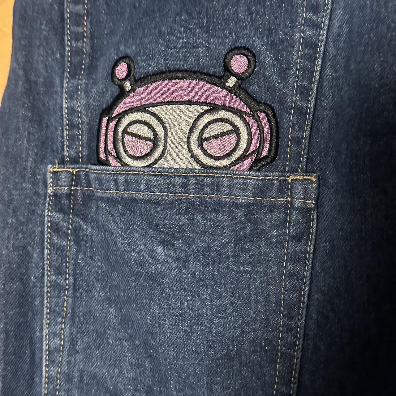 Cyber y2k Digits jeans cool back pocket embroidery... - Depop