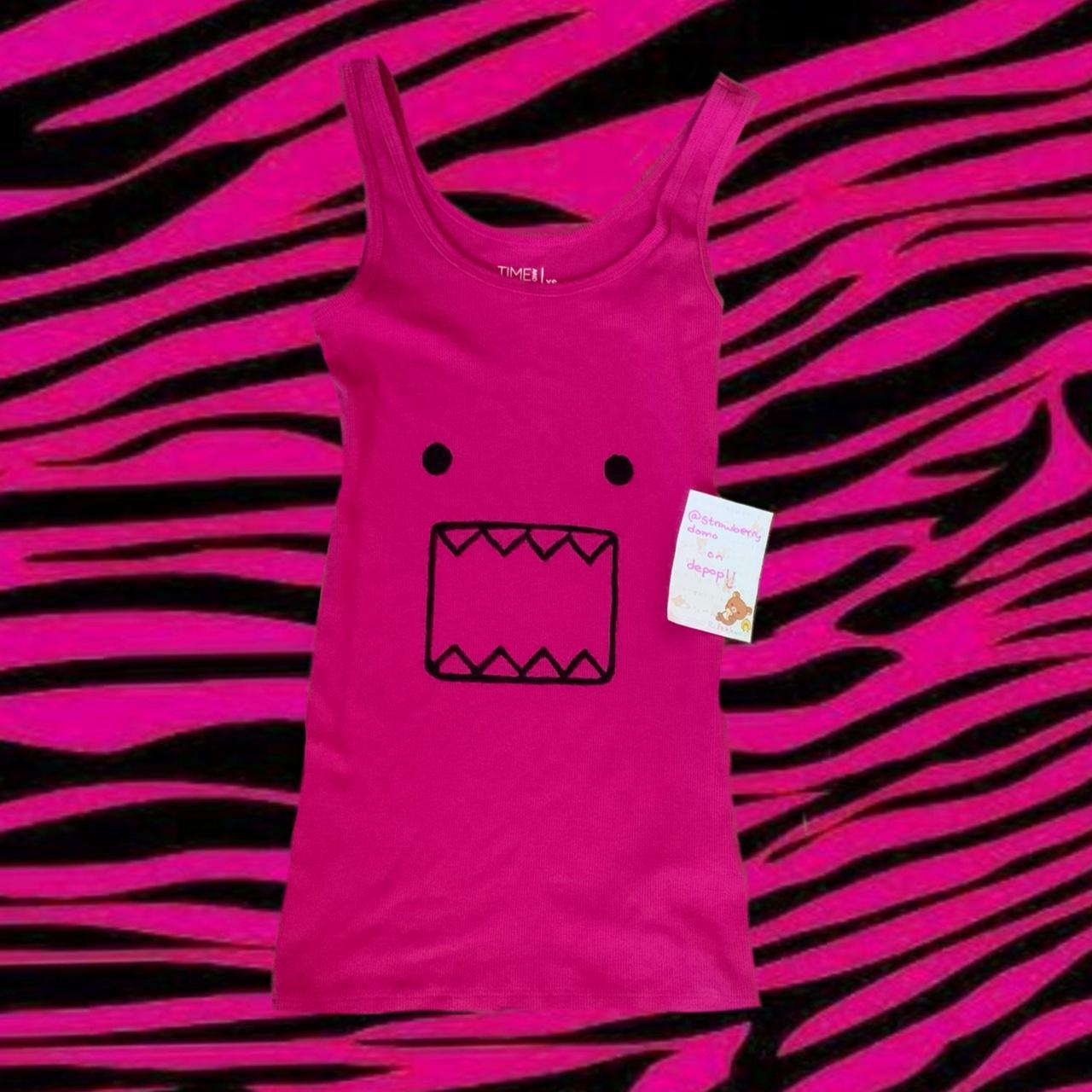 Hot pink ribbed domo tank top !! Domo hand painted... - Depop