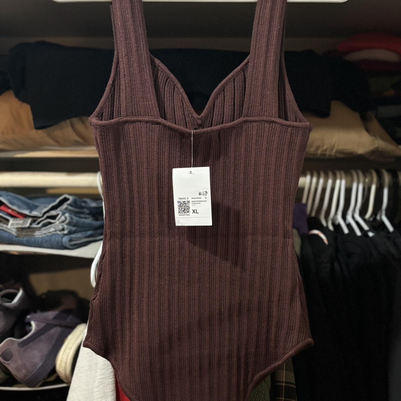 Chocolate brown bodysuit bought online from Forever... - Depop