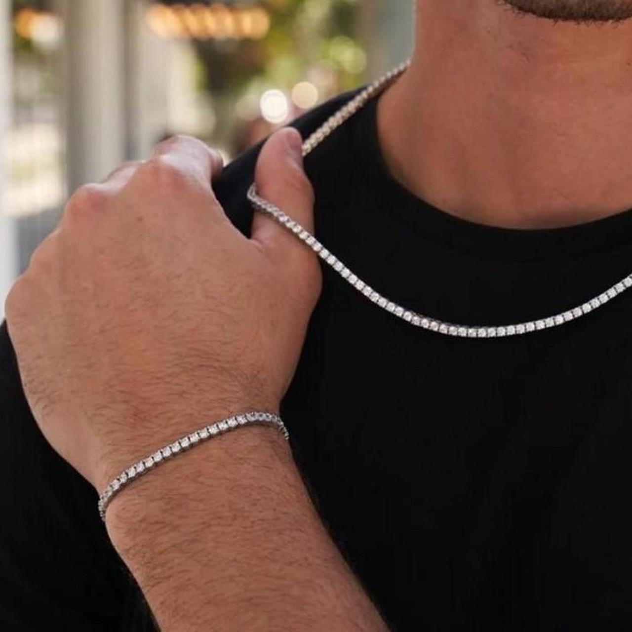 Tennis chain 20inches tennis bracelet 8 inches ... - Depop