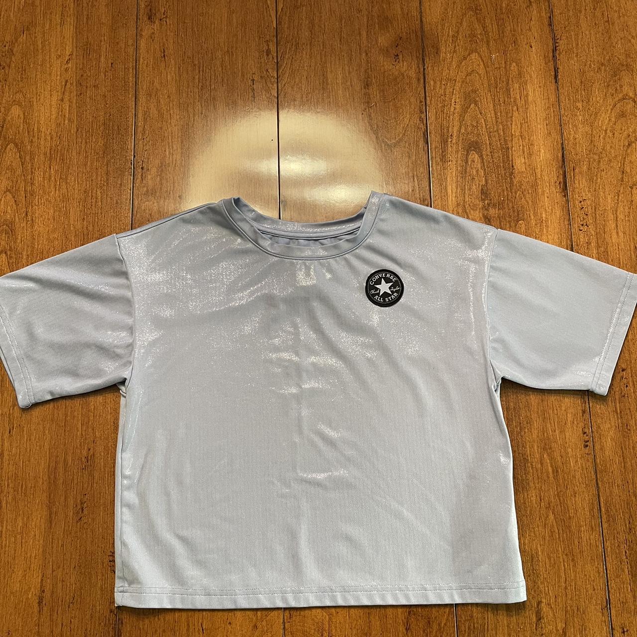 Sparkly ocean powder blue CONVERSE All Star Crop... - Depop