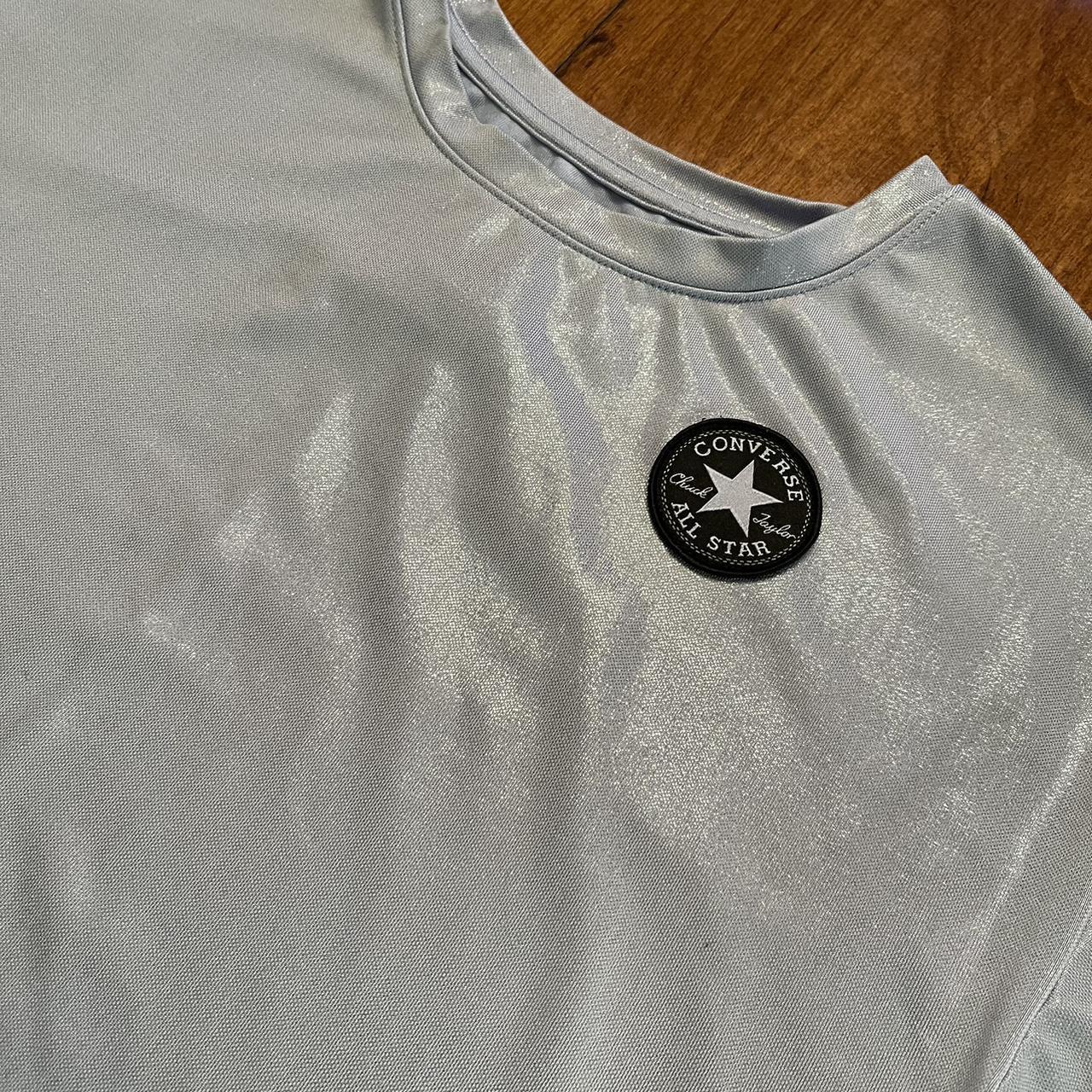 Sparkly ocean powder blue CONVERSE All Star Crop... - Depop