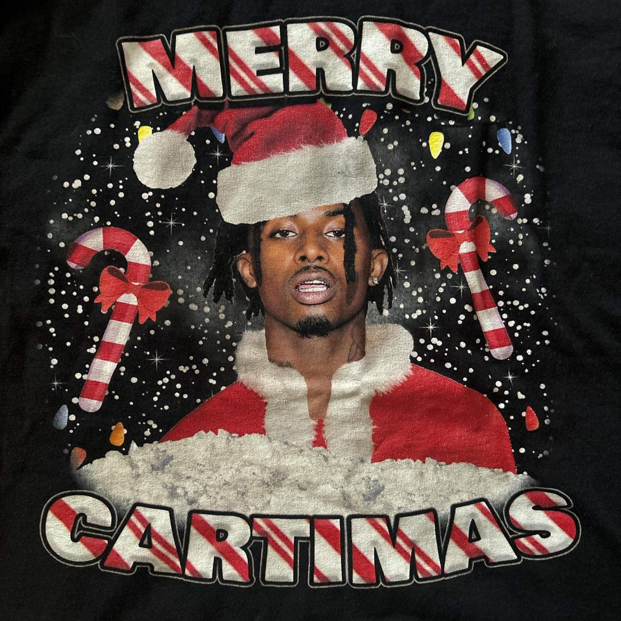Black and red Playboi Carti Christmas graphic tee... - Depop